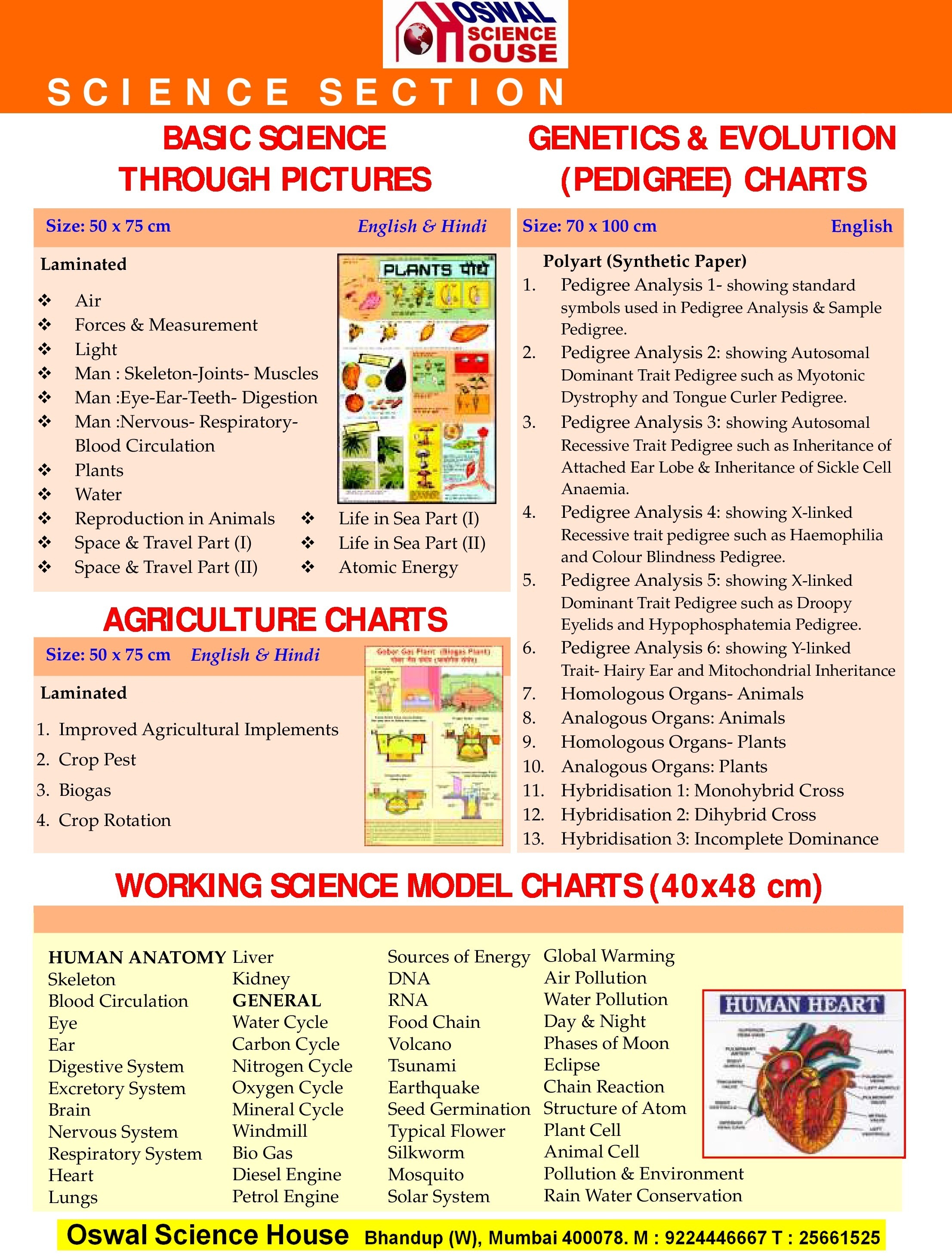 Oswal Science House Biology Laminated Charts OSWAL SCIENCE HOUSE ...